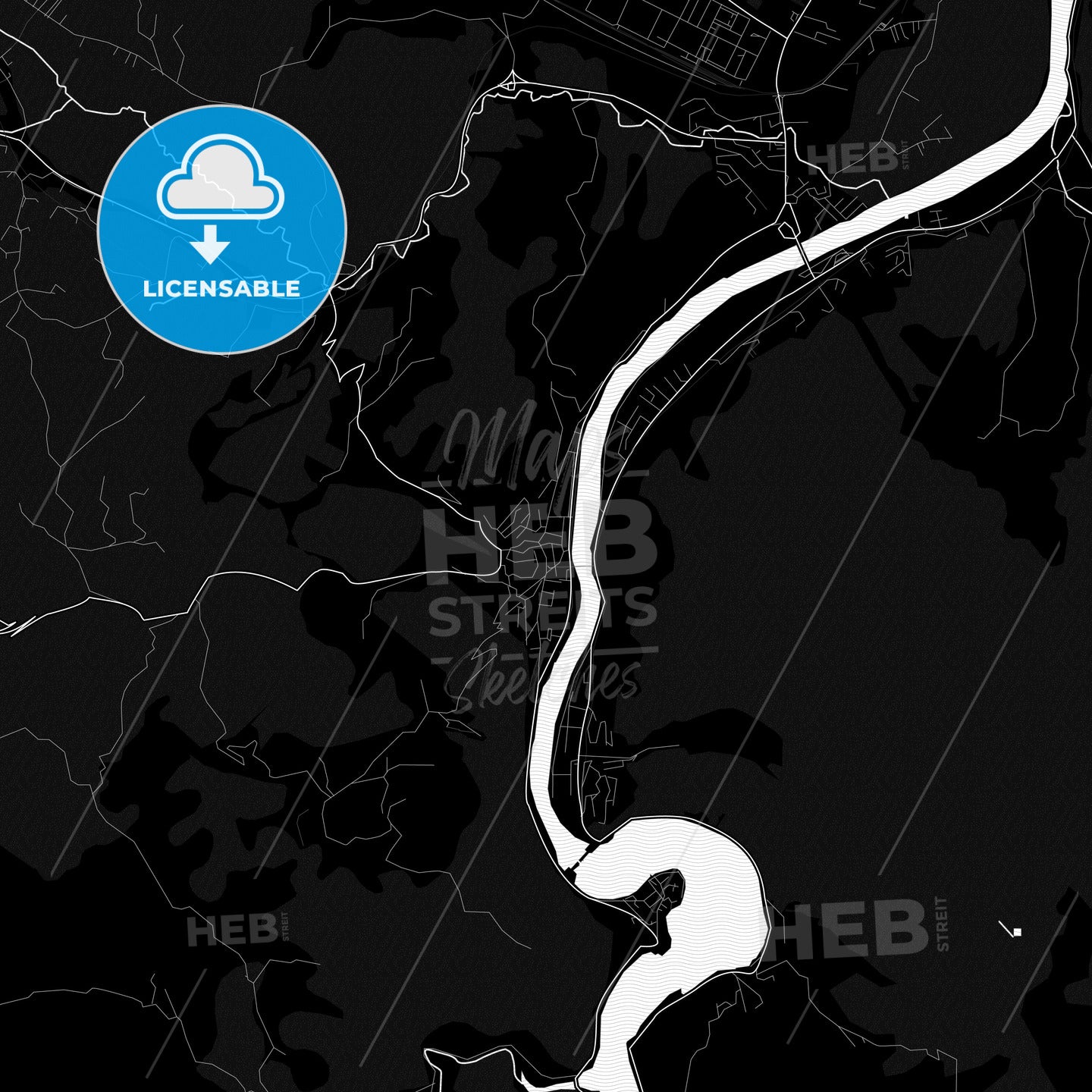 Zvornik, Bosnia And Herzegovina Pdf Vector Map Black And White – HEBSTREITS