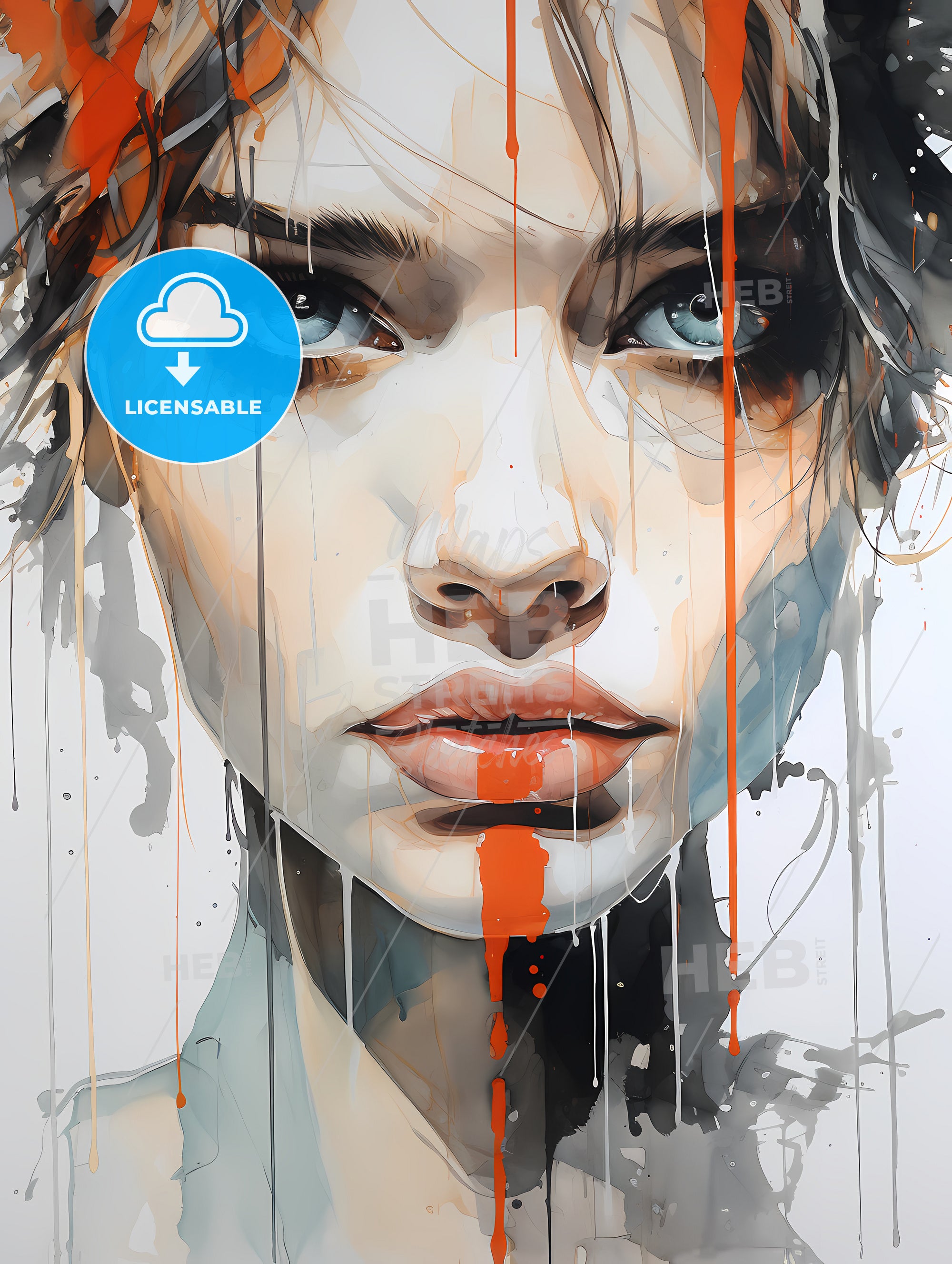 A Painting Of A Woman With Paint Dripping Off Her Face – HEBSTREITS